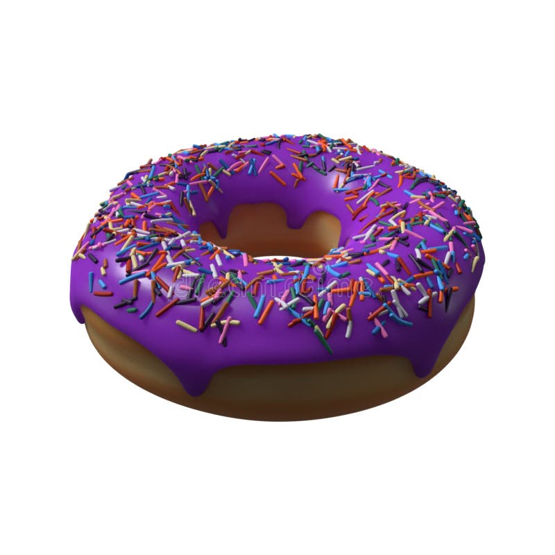 Purple Donut with Sprinkles 3D Illustration Stock Illustration ...
