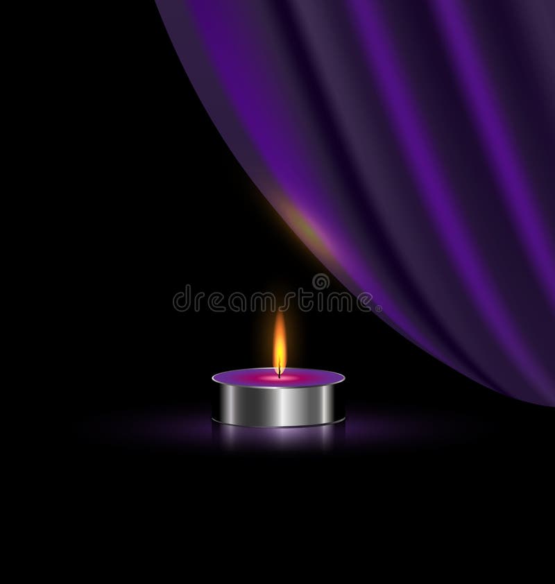 Purple Drape and Small Candle Stock Vector - Illustration of combust ...