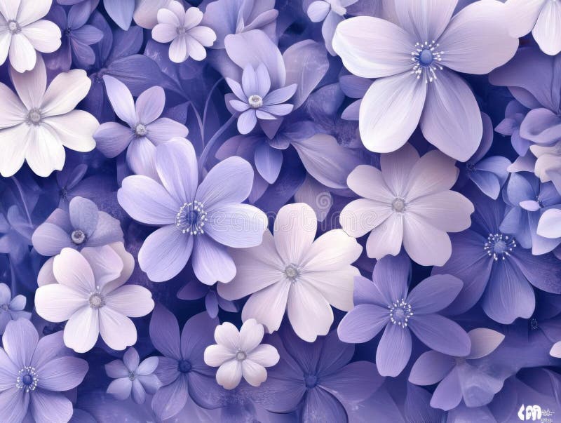 Purple Dreams, a Floral Symphony of Delicate Blooms Stock Illustration - Illustration of ...