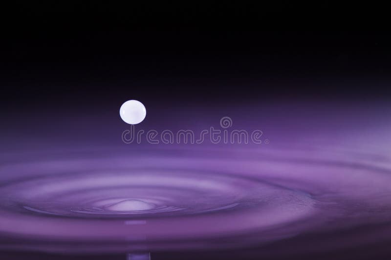 A White Drop Falls into the Pink Liquid. Beautiful Diverging Waves on ...