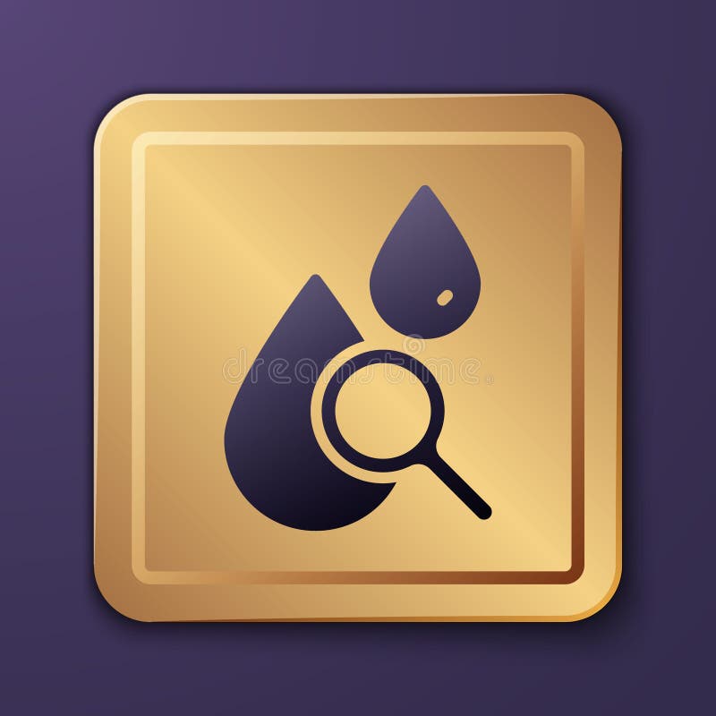 Purple Drop and Magnifying Glass Icon Isolated on Purple Background ...