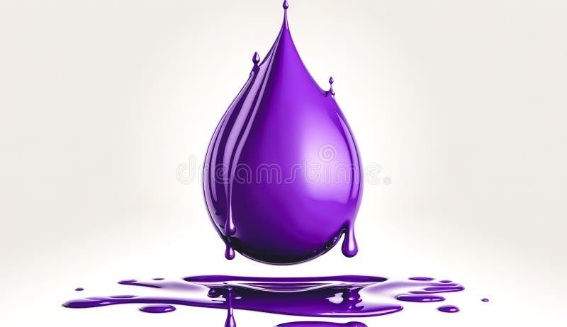 Purple Drop of Paint Close-up, Generative AI. Stock Illustration ...