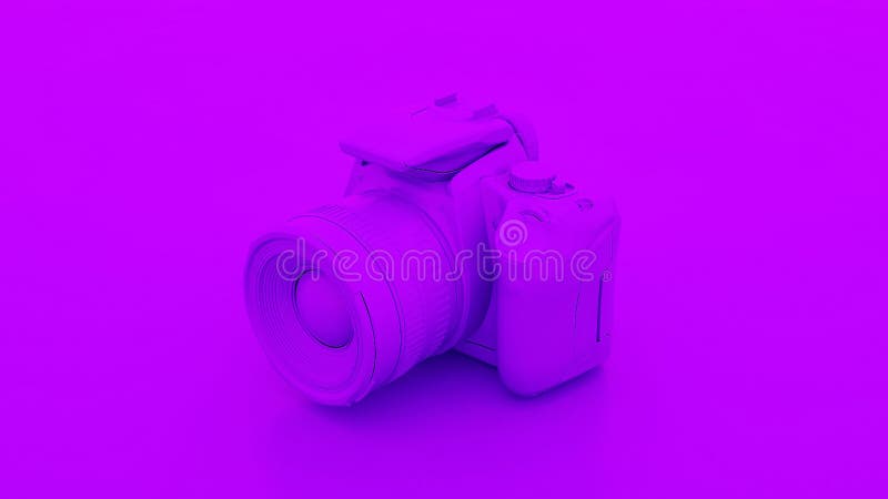 Purple DSLR Camera. 3D Illustration Stock Illustration - Illustration ...