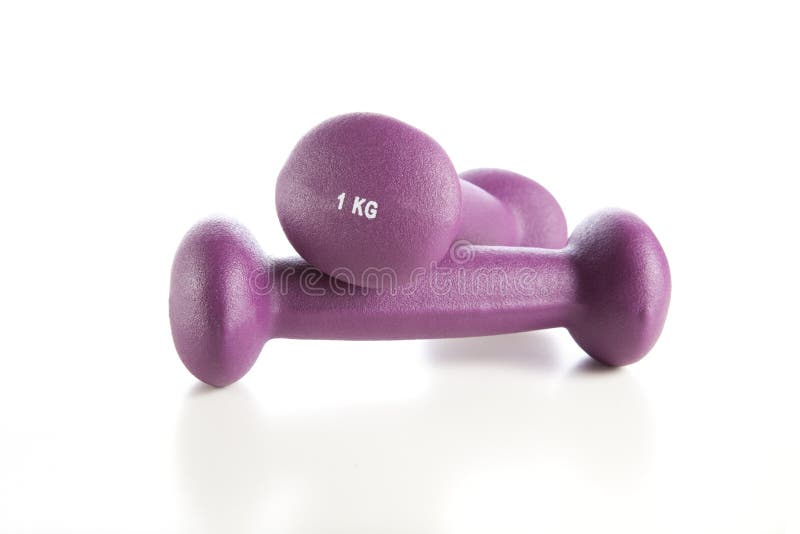 Purple Dumbbell Weights stock photo. Image of kilogram - 14605904