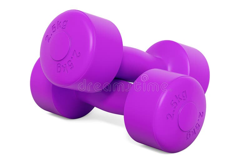 Purple Dumbbells for Strength Training 2.5 Kg, 3D Rendering Stock ...