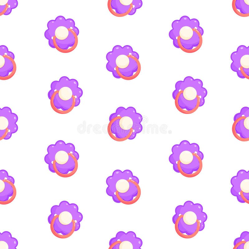 Purple Dummies Vector Seamless Pattern. Front View Pacifiers Stock ...