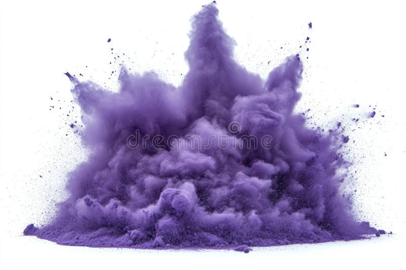 A Purple Dust Cloud Erupting in Front of a White Surface Stock Image ...