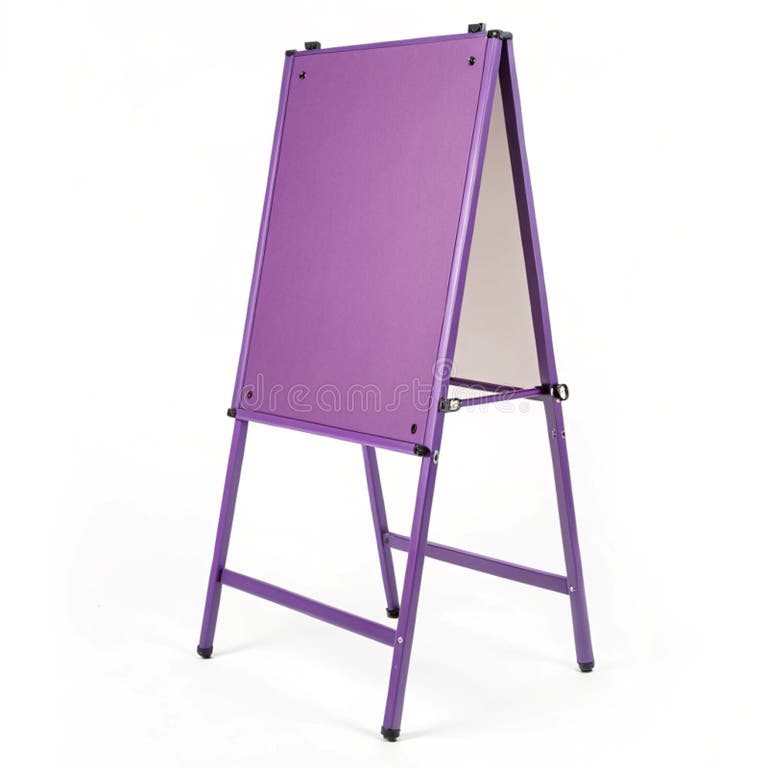 Purple Easel with a Purple Board Isolated on White Background Stock ...