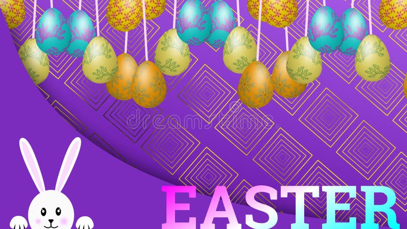 Purple Easter Background Image Decorated with Beautifull Eggs Stock ...