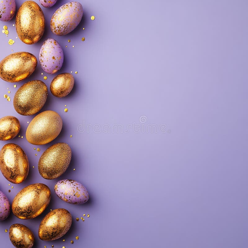 Purple Easter Eggs in a Frame, Photographed from Above with Space for ...