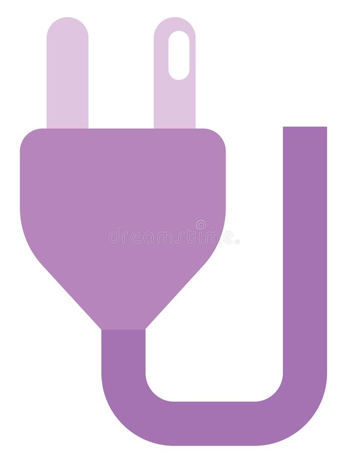 Purple electric plug, icon stock vector. Illustration of blue - 260378815