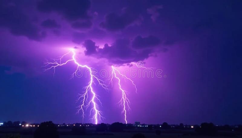 Purple Electrical Storm Illuminates Heavy, Brooding Clouds , Nature ...