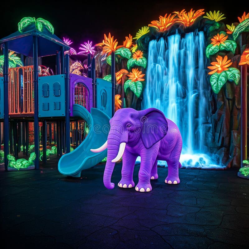 Purple Elephant Waterfall Tree Flower Mountain Stock Photo - Image of ...