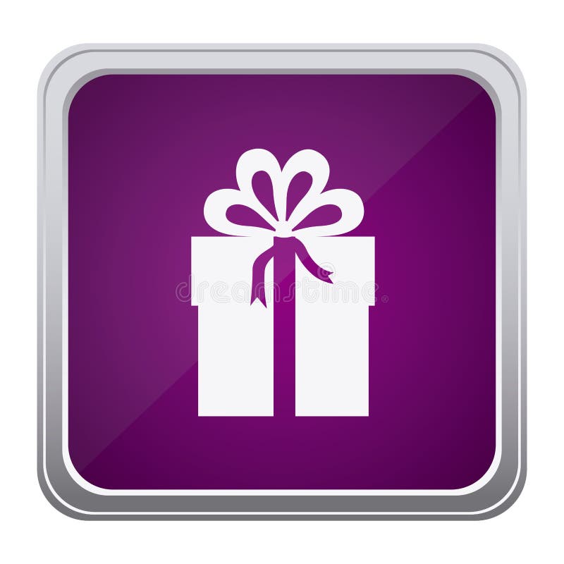 Purple Emblem Box with Bow Ribbon Icon Stock Illustration ...