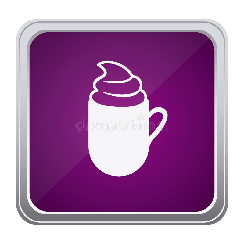 Purple Emblem Cuppa Coffee with Cream Icon Stock Illustration ...