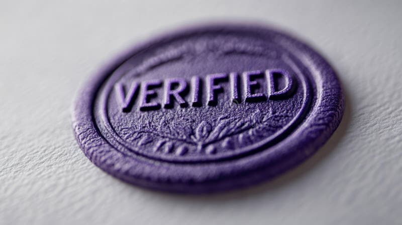 Purple Embossed Stamp with VERIFIED Text. Stock Photo - Image of ...