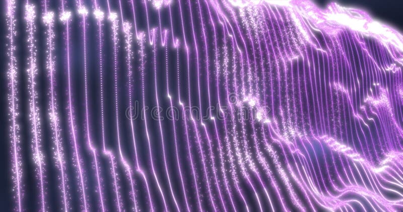 Purple Energy Waves from Particles Glowing Bright Magical Abstract ...