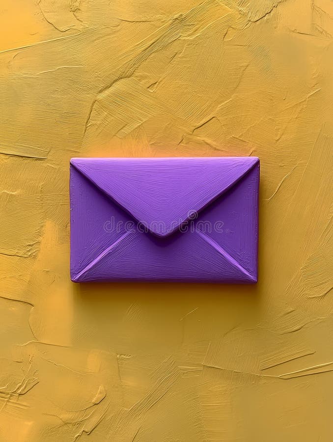 Purple Envelope on Textured Yellow Background. Stock Photo - Image of ...