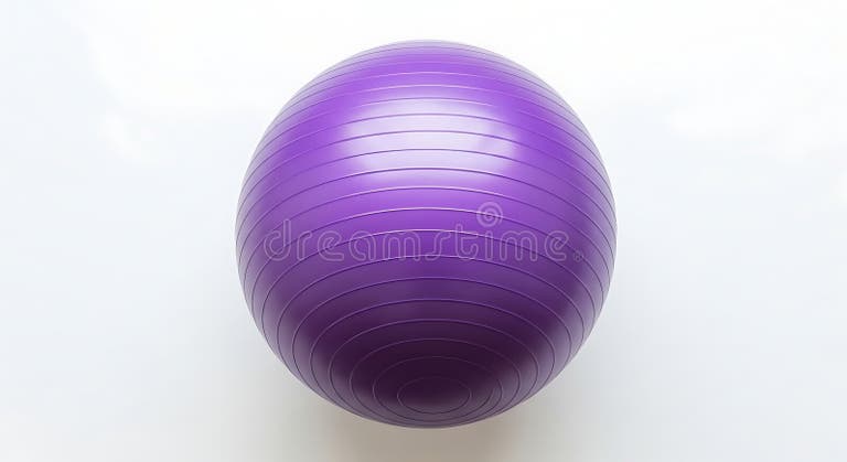 Purple Exercise Ball on White Background in Studio Stock Illustration ...