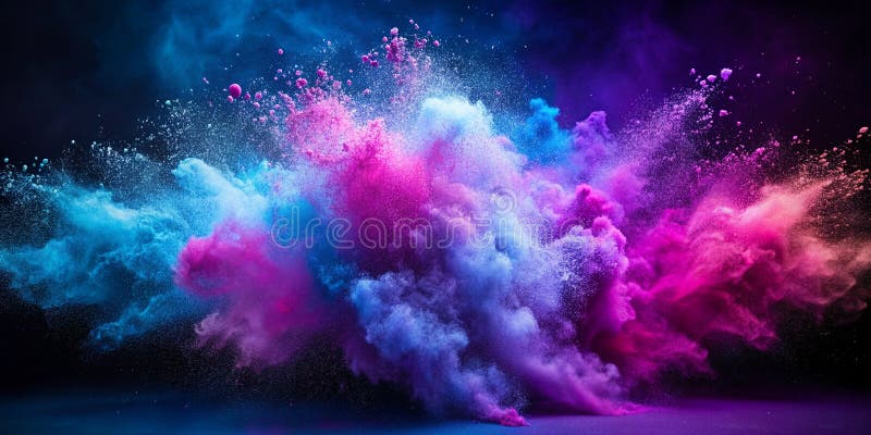 Purple Explosion of Powder on Dark Background Clouds of Colorful Powder ...