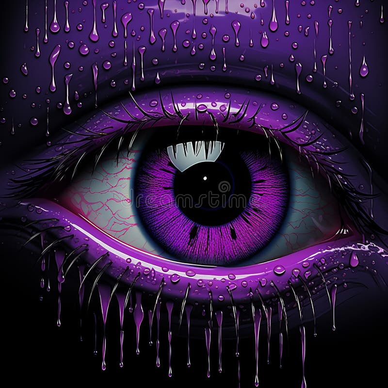 A Purple Eye with Droplets of Water on it Stock Illustration ...