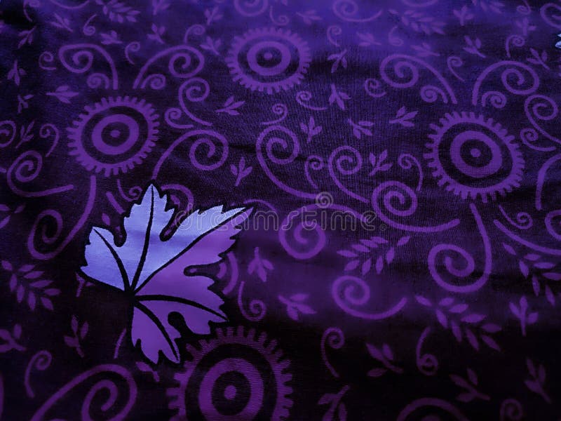 Purple Fabric Pattern and Background with Leaf Design Stock Photo ...