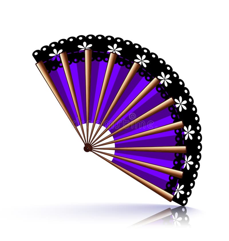 Purple fan with black lace stock vector. Illustration of oldtime - 41654843