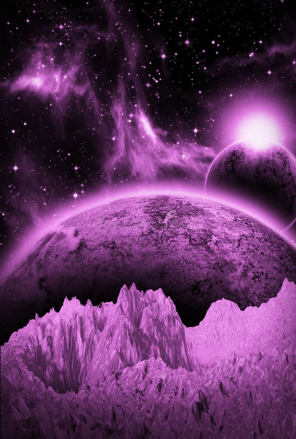 Purple Fantasy Sci-fi Scene Stock Illustration - Illustration of scenic ...