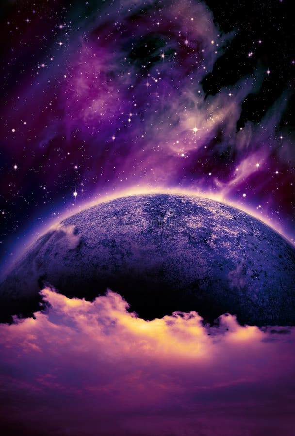 Purple Fantasy Sci-fi Scene Stock Illustration - Illustration of travel ...