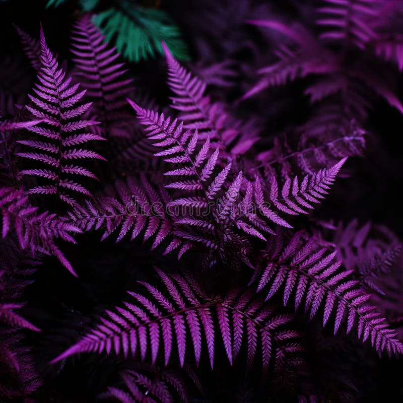 Purple Ferns on a Dark Background Stock Illustration - Illustration of ...