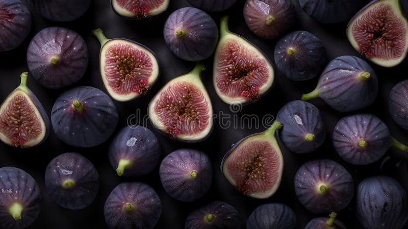 Purple Fig, Flat Lay, Top View, AI Generative Stock Illustration ...