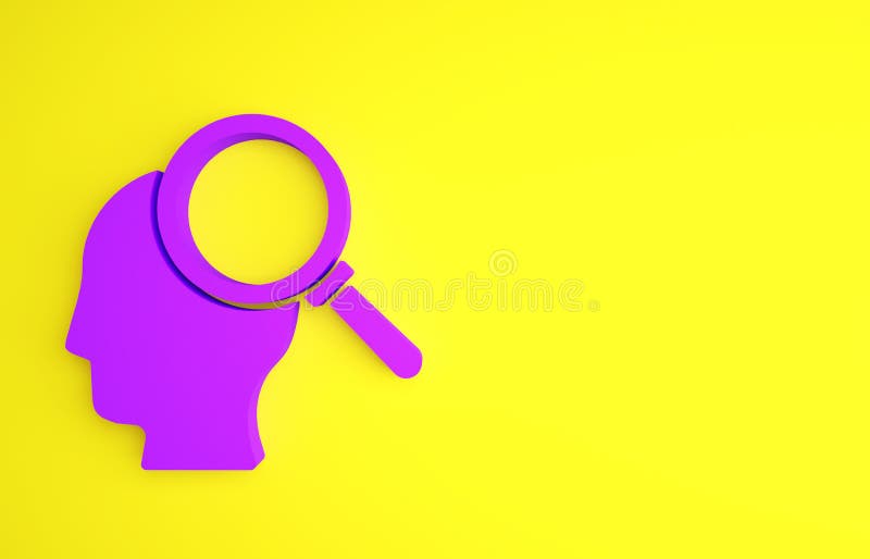 Purple Finding a Problem in Psychology Icon Isolated on Purple ...