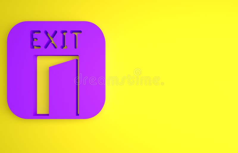 Purple Fire Exit Icon Isolated on Yellow Background. Fire Emergency ...