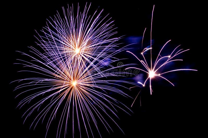 Purple fireworks in sky stock photo. Image of firecracker - 146118002
