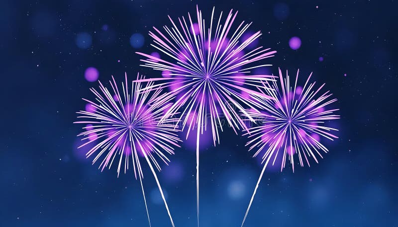 Purple Fireworks Exploding Against a Dark Blue Sky during a Celebration ...