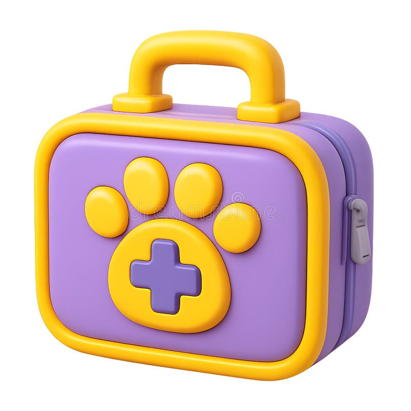 Purple First-Aid Kit with Paw Print Stock Image - Illustration of case ...