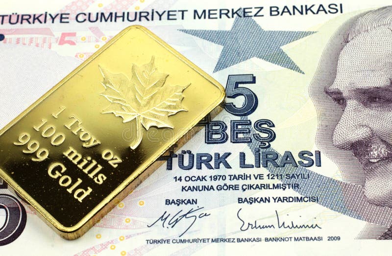Purple Five Lira Note Turkey Gold Bar Macro Stock Photos - Free ...