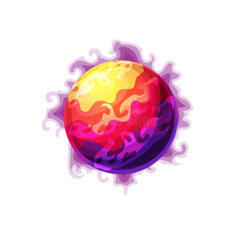 Purple Flaming Sphere, Ui Game Design Planet Ball Stock Vector ...