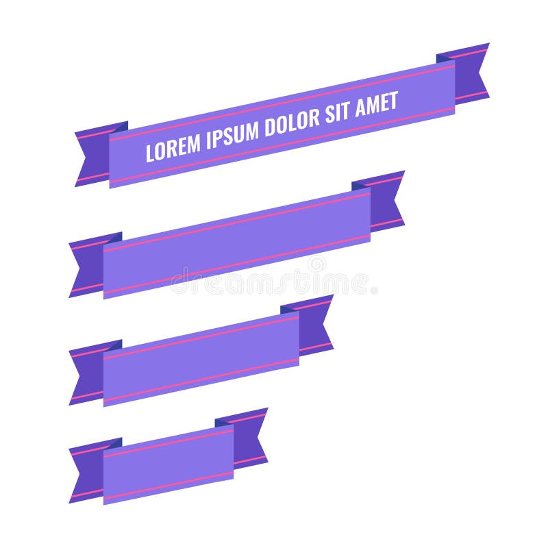 Purple Flat Ribbon Banners Set. Retro Vector Illustration. Stock Vector ...