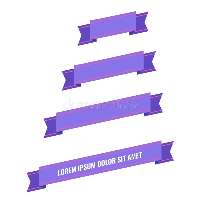 Purple Flat Ribbon Banners Set. Retro Vector Illustration. Stock Vector ...