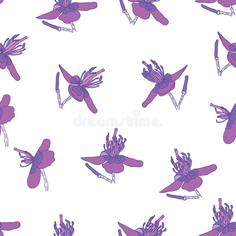 Purple Floral Flower Pattern Background on White Stock Vector ...