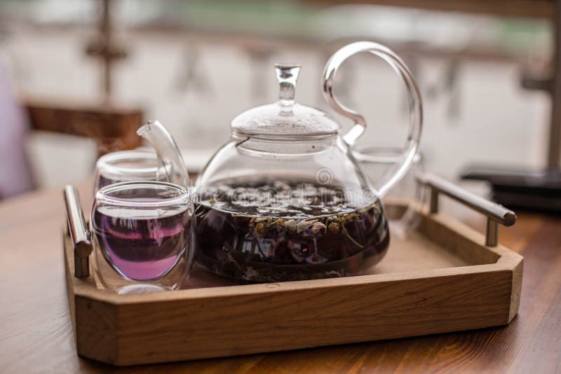 Purple floral herbal tea stock photo. Image of berry - 180963184