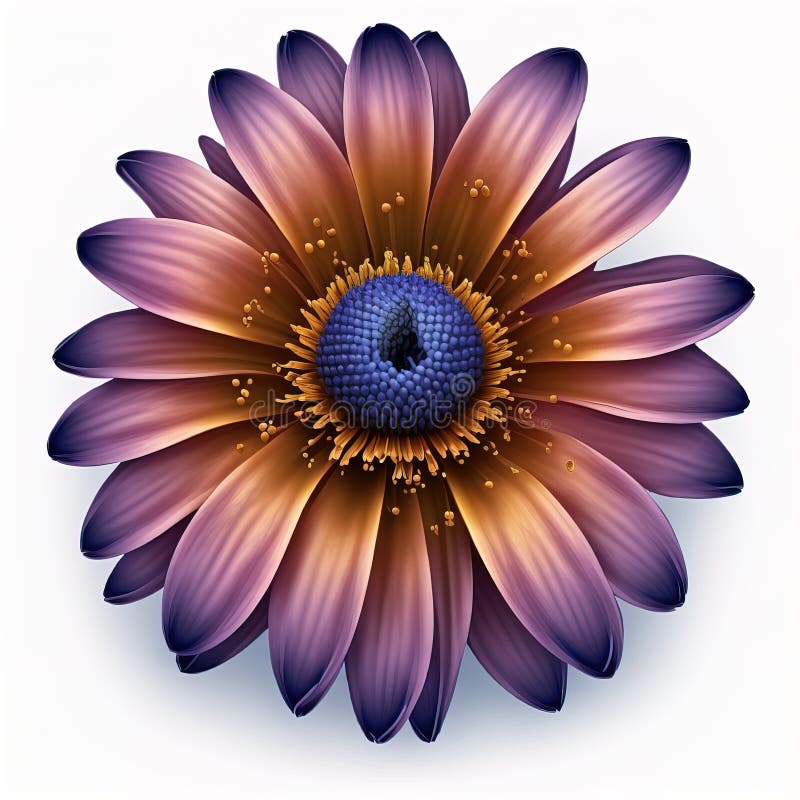 A Purple Flower with a Blue Center on a White Background with a Blue ...