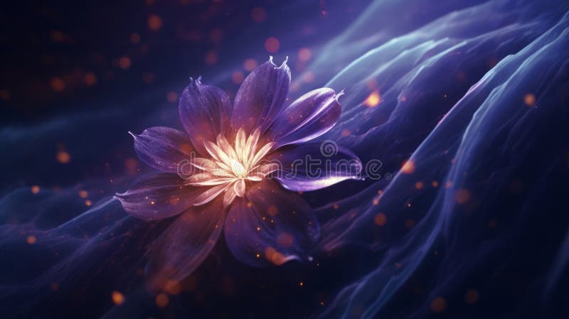 A Purple Flower is Floating in the Air Stock Illustration ...