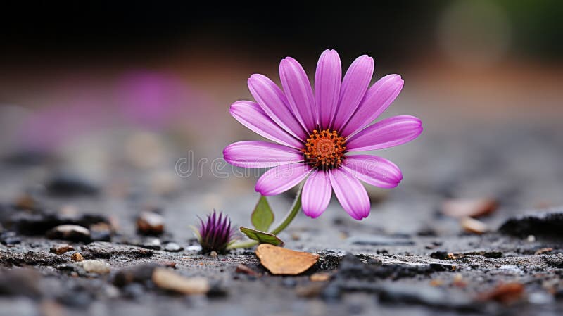 A Purple Flower Growing Out of the Ground Stock Illustration ...