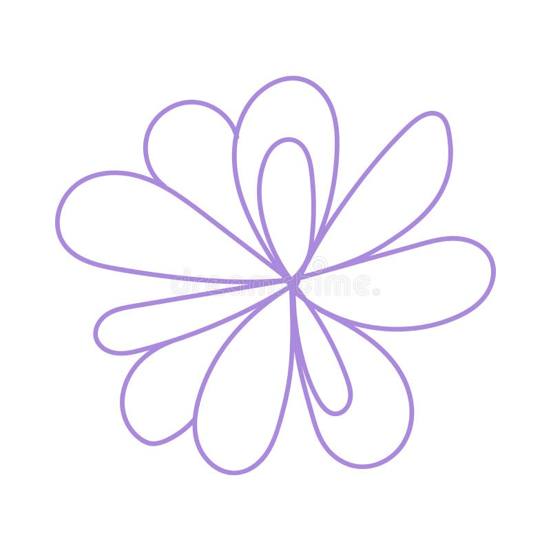 Purple Flower Outline, Simple Flower Line Purple Stock Vector ...
