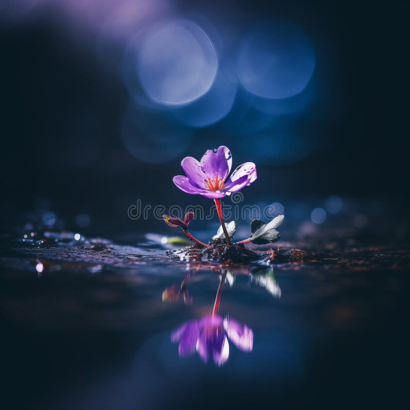 Purple Flower in Water with Bokeh Effect Stock Illustration ...