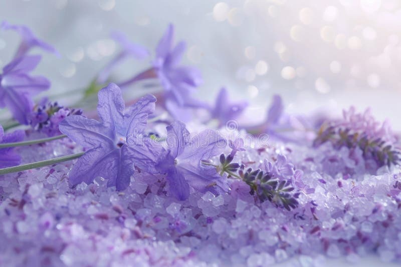 Purple Flowers on a Pile of Salt, Suitable for Various Projects Stock ...