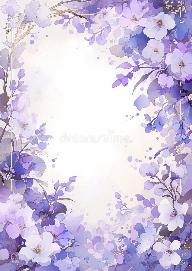 A Purple Flowery Border with a White Background Stock Photo - Image of ...