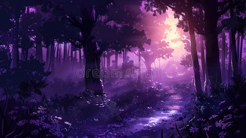 Purple Forest Path stock illustration. Illustration of glow - 324838171